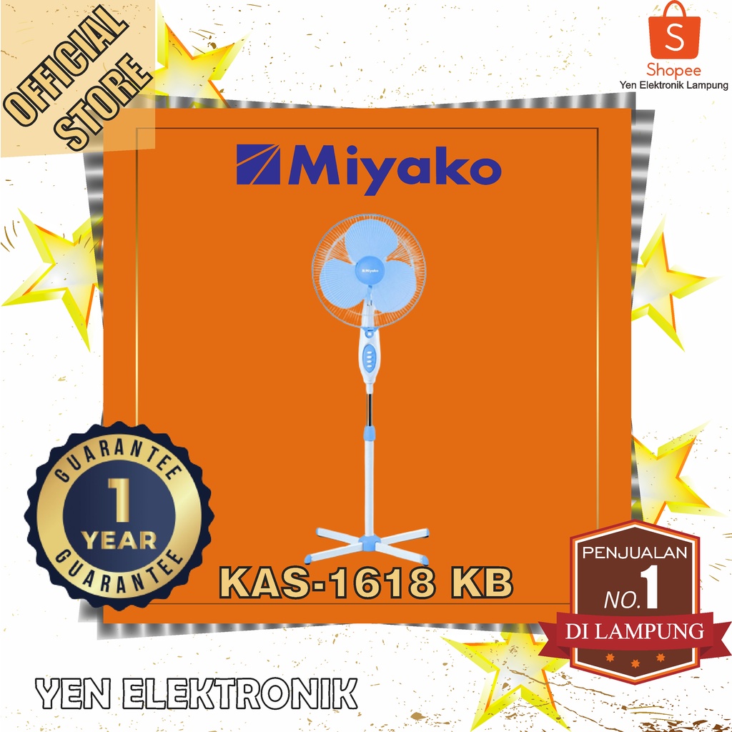 Jual Stand Fan Miyako KAS 1618 B / Kipas Angin Berdiri Kaki Silang 16 inch Garansi Resmi Miyako ...