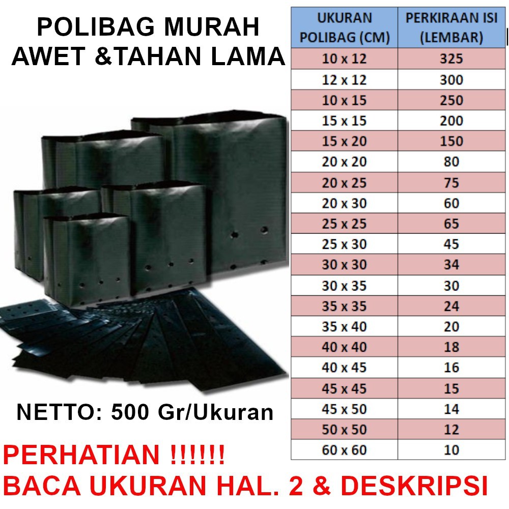 Jual POLYBAG / POLIBEG / POLIBAG / KANTONG TANAMAN / PLASTIK TANAMAN ...