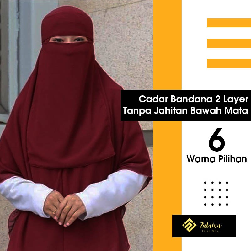 Jual Cadar Bandana 2 Layer Bahan Diamond Tanpa Jahitan di Bawah Mata [ Niqab Double Layer ...