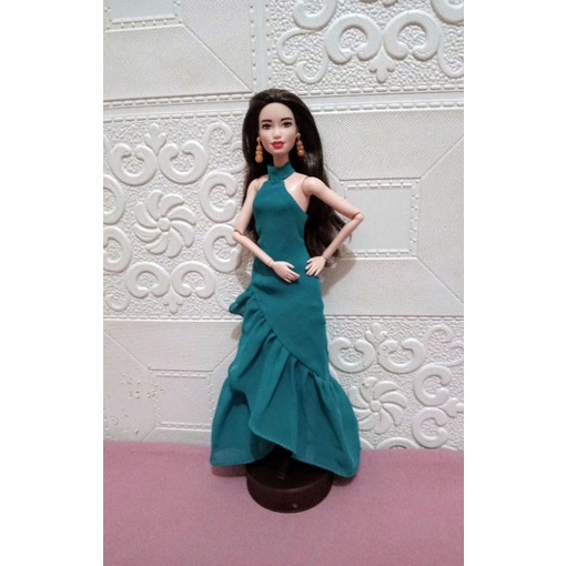Jual Baju Gaun Dress Barbie Rimpel Dobel, Unik Menarik, Warna Hijau ...