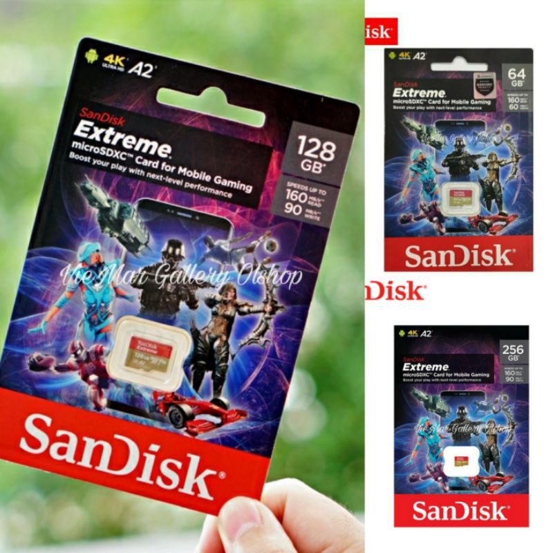 Jual MicroSD SanDisk Extreme 64gb 128gb 256gb A2 160MB/s MicroSD Card for Mobile Gaming ORIGINAL ...