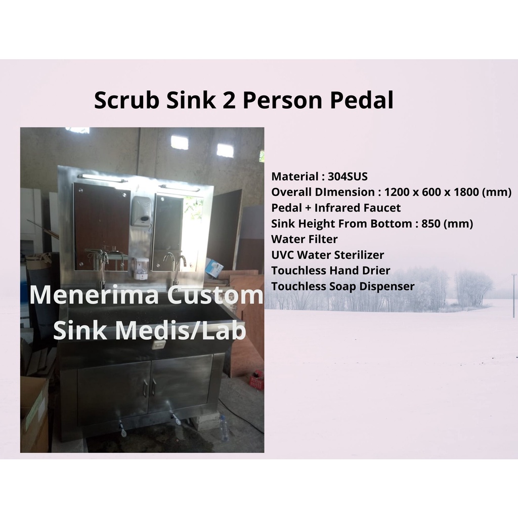 Jual 2 Bay Scrub Sink Station Laboratorium Scrubsink Pedal dan Sensor ...