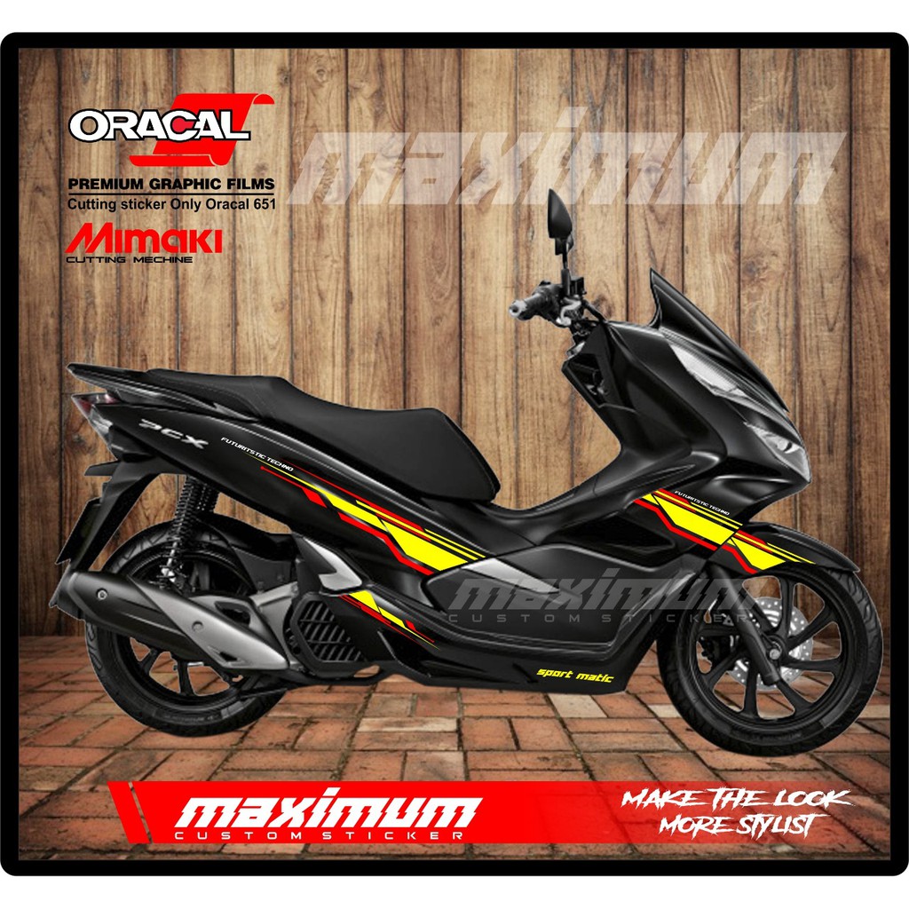 Jual CUTTING STICKER PCX - STRIPING STIKER ORACAL KUNING MERAH | Shopee ...