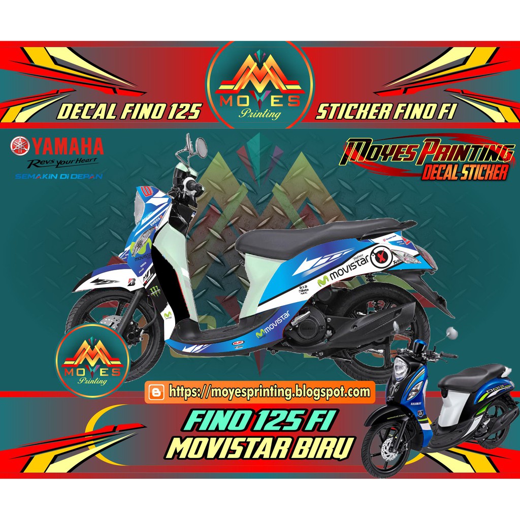 Jual Sticker Yamaha Fino 125 FI - Decal Motor Fino FI 125 Movistar Biru ...