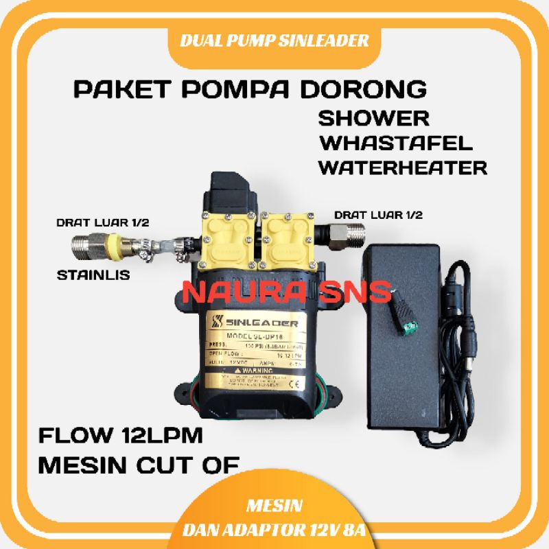 Jual PAKET POMPA DORONG WHASTAFEL / SHOWER / WATER HEATER DINAMO POMPA ...