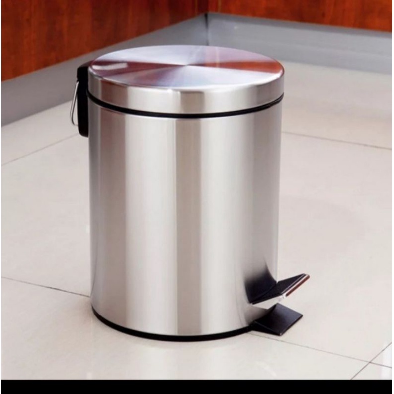 Jual Dust Bin •Tempat Sampah 8 dan 5 Liter Pedal Stainless Injak Bin Rumah | Shopee Indonesia