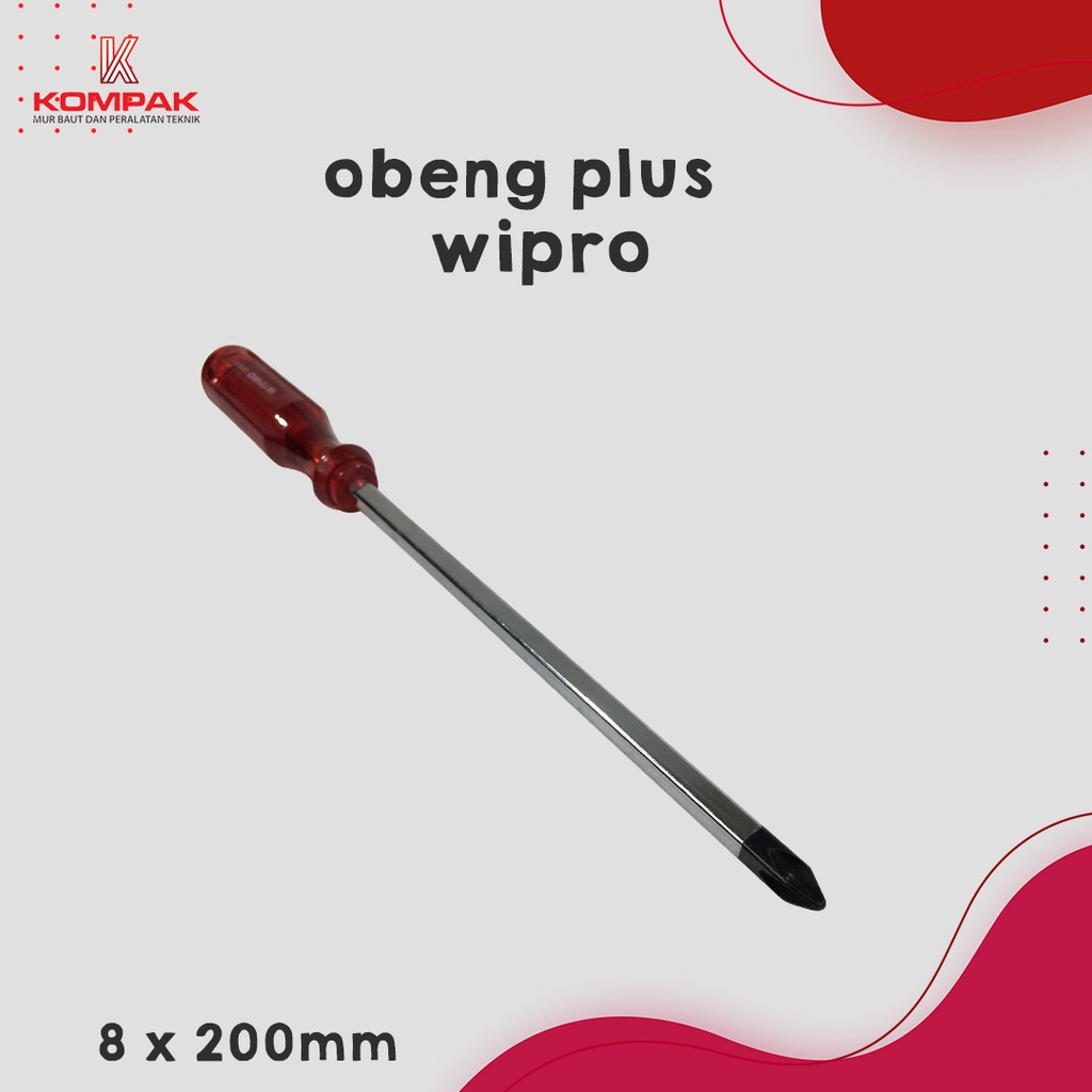 Jual WIPRO WPS-161 Obeng Plus Minus 8 x 200 mm Obeng Tembus CRV ...