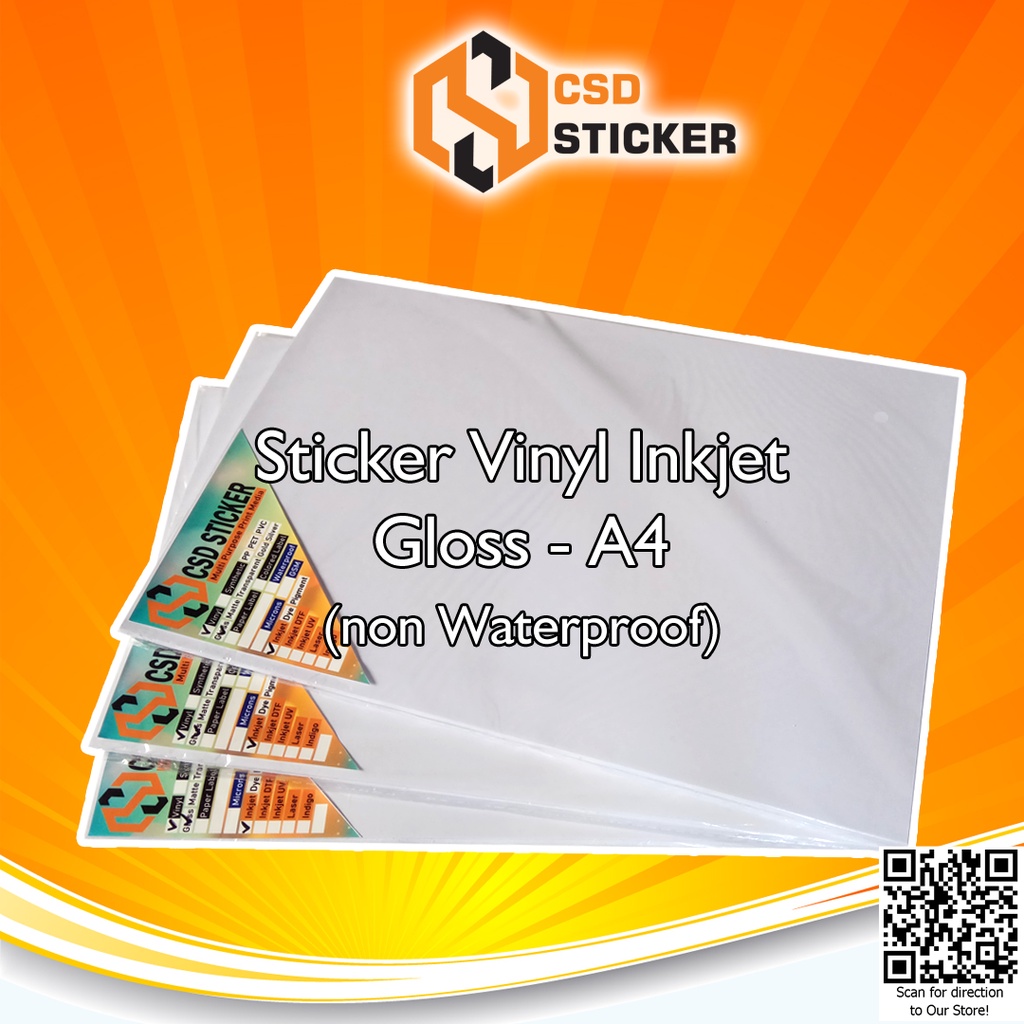 Jual Sticker Vinyl Inkjet White Gloss A4 Non Waterproof - Digital Print ...