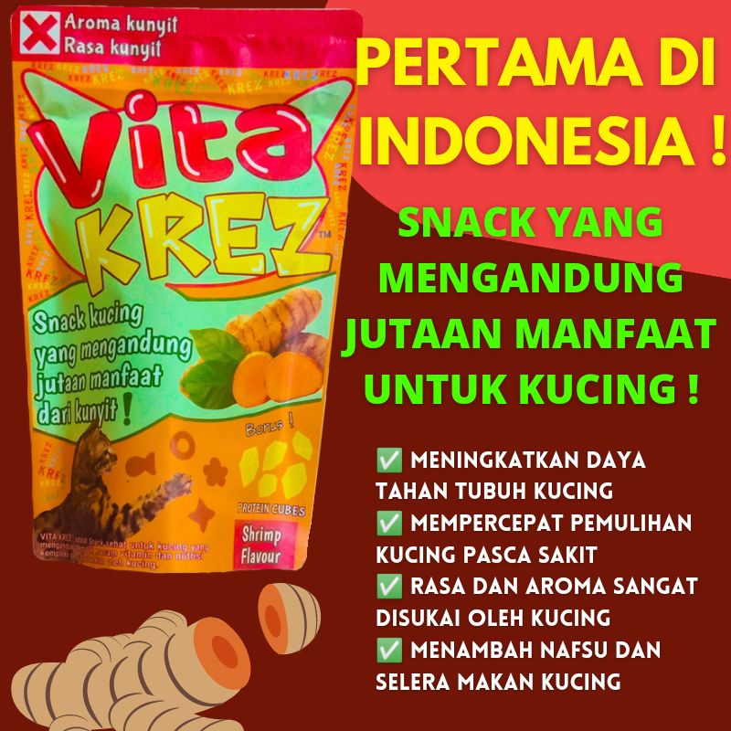 Jual VITA KREZ CAT VITAMIN DALAM BENTUK SNACK STICKS KUNYIT VITAMIN ...