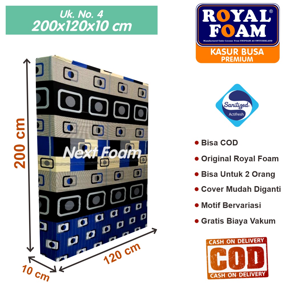Jual Kasur Busa Royal Foam Ukuran No 4 200x120x10 cm Tebal 10 cm D16 ...