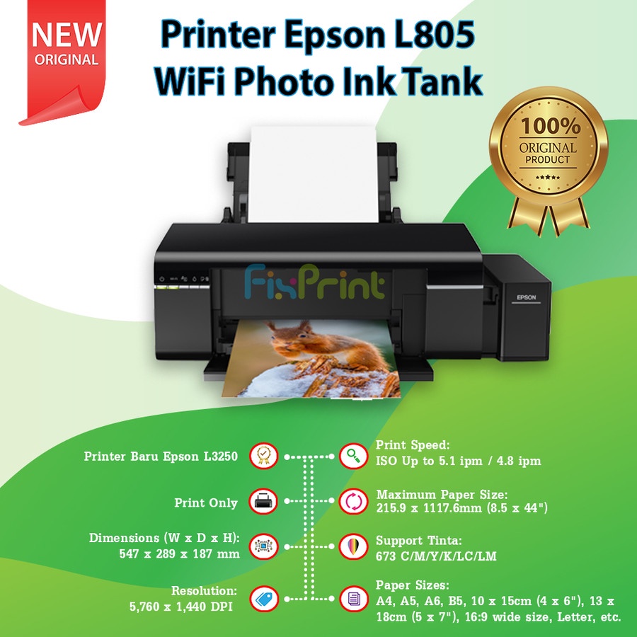 Jual Printer Epson L805 WiFi Menggunakan 6 Warna Tinta 673 Photo Printer A4 Wi-Fi Photo Ink Tank ...