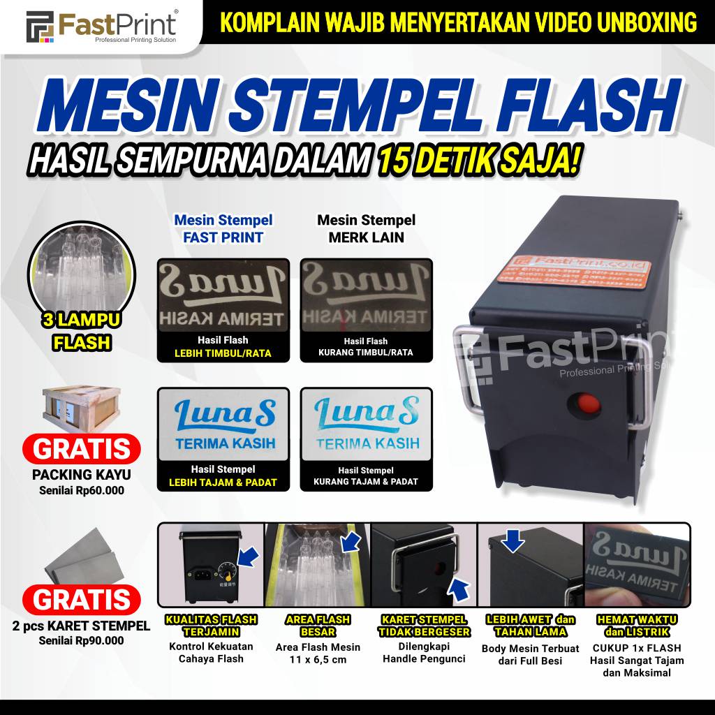 Jual Mesin Stempel Flash 3 Lampu Premium Full Plat Besi | Shopee Indonesia