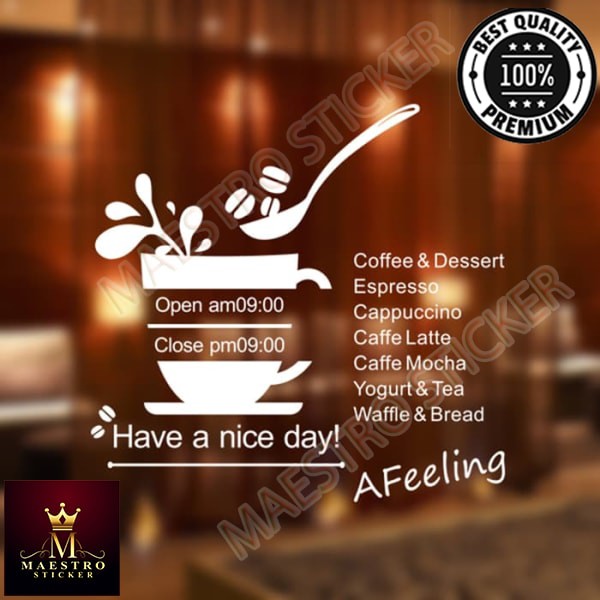 Jual Sticker Open Close Kopi Kafe Sticker Pintu Kaca Jadwal Buka Custom ...