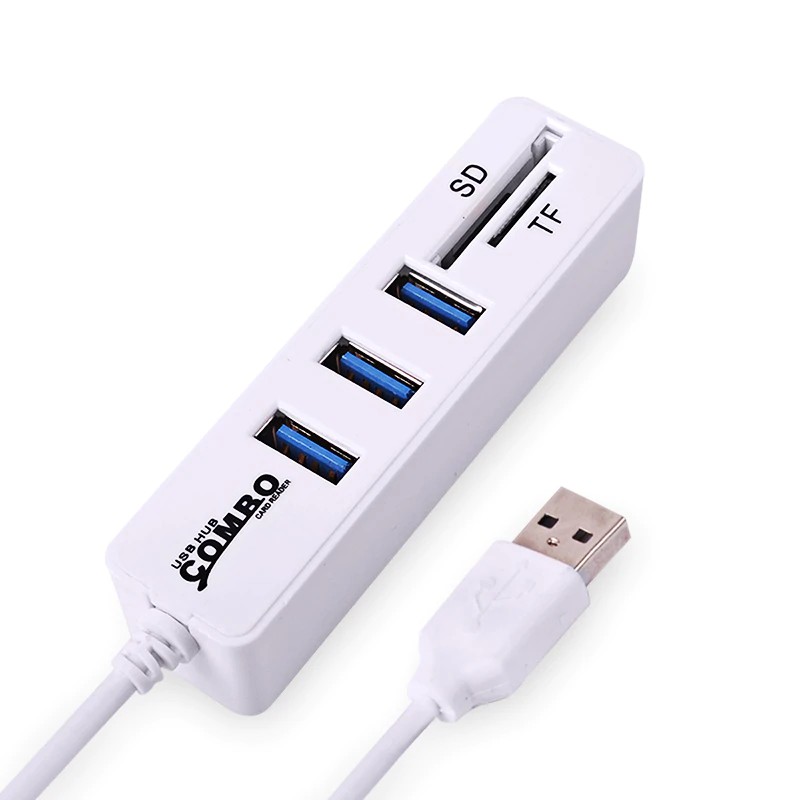 Jual Usb Hub 3 Port Combo Card Reader Usb 2 0 Hub 2 In 1 Support 1tb Shopee Indonesia