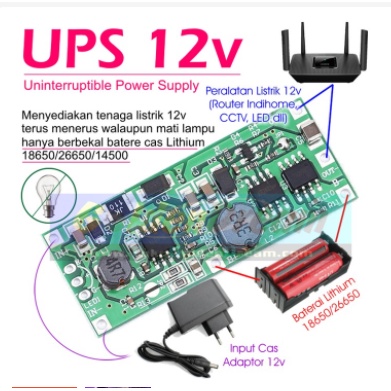 Jual Module UPS 12v 9v dr Baterai 18650 Lithium Pengaman Anti Mati ...