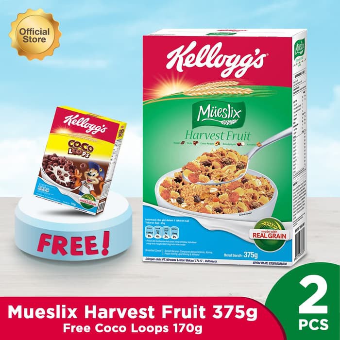 Jual Kelloggs Mueslix Harvest Fruit 375g Free Coco Loops 170g | Shopee ...