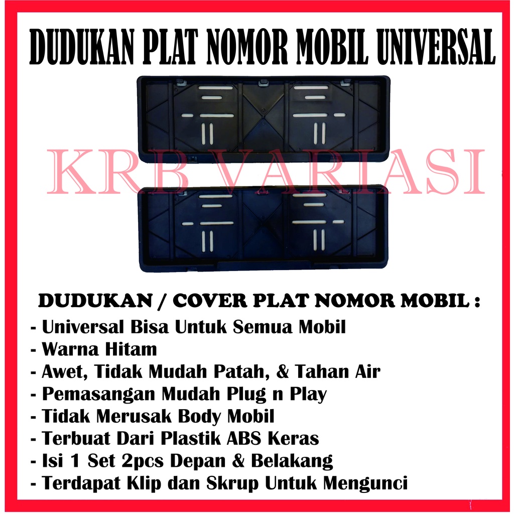 Jual Dudukan Plat Nomor Mobil Universal / Cover Plat Nomor Mobil ...