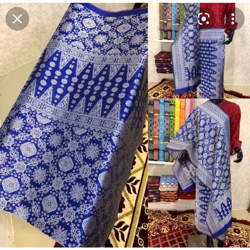 Jual songket lepus kandang biru silver /songket palembang asli tenun tangan | Shopee Indonesia