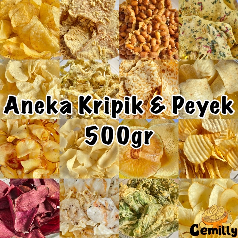 Jual [CEMILLY] 500gr Aneka KRIPIK dan PEYEK Cemilan Snack Kiloan ...