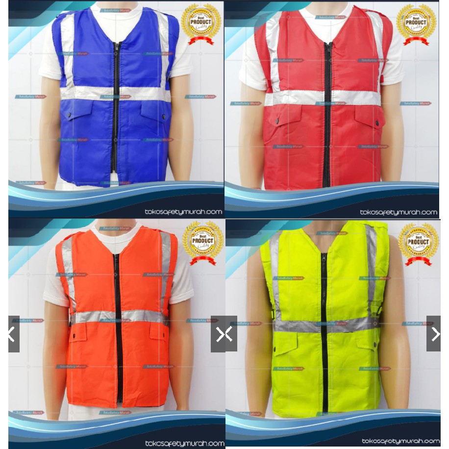 Jual Rompi Kerja Safety 2 Kantong Rompi Proyek Busa Dakron Parasut ...