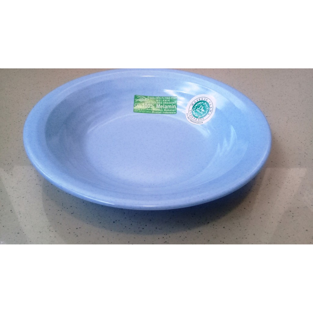 Jual Piring Pisin Ulir Datar 6" Biru Muda Stone Melamine - Golden ...