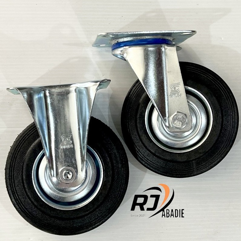 Jual [1SET/4PCS] Roda Hidup Mati Karet Rem Troli Trolley Heavy Duty ...