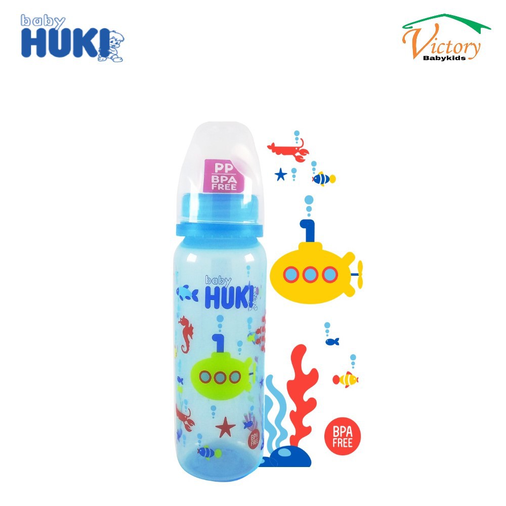 Jual Huki Baby Botol PP SP Round Warna Biru 240 ml | Shopee Indonesia