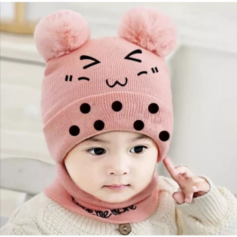 Jual TOPI RAJUT POM POM BOBA | KUPLUK POM POM ANAK MOTIF BOBA | KUPLUK ...