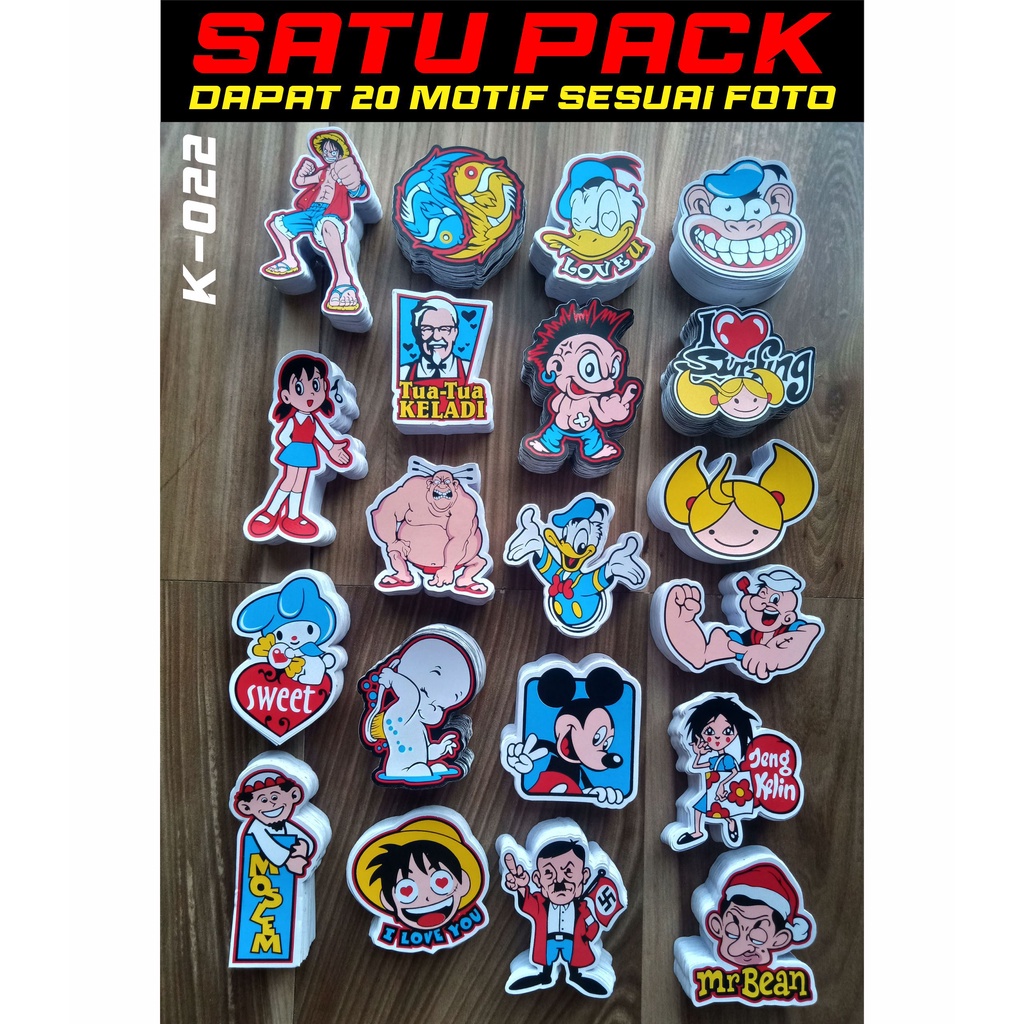 Jual STICKER PACK ISI 20 pcs. STIKER KARAKTER , STIKER UNIK, STICKER ...