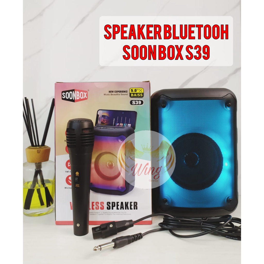 Jual SPEAKER KAROKE BLUETOOTH SOON BOX S39 EXTRA BASS MIC SPEAKER LED PORTABLE | Shopee Indonesia