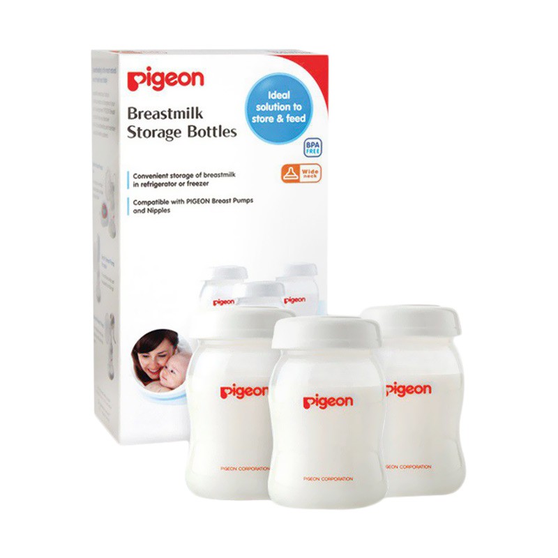 Jual PIGEON Breastmilk Storage Wide Neck 160Ml Isi 3 Pcs | Botol ASI | Shopee Indonesia