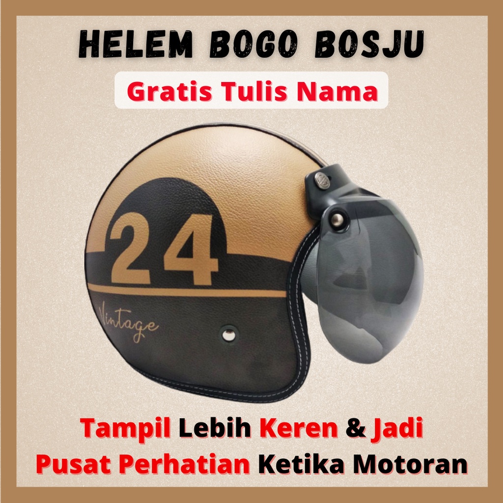 Jual Helm Bogo Motif Angka Coklat | Custom Nomor Warna Nama | Helem ...