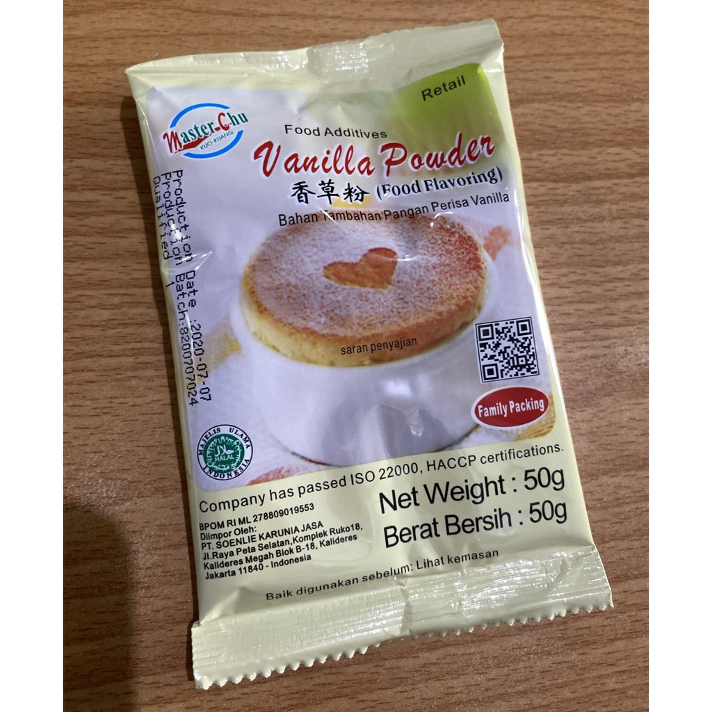 Jual Master Chu Vanilla flavoured powder 50gr sachet / Vanilla powder ...