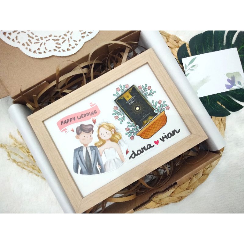 Jual [READY STOCK] HAMPERS FRAME PIGURA WEDDING GIFT EMAS LM / KADO ...