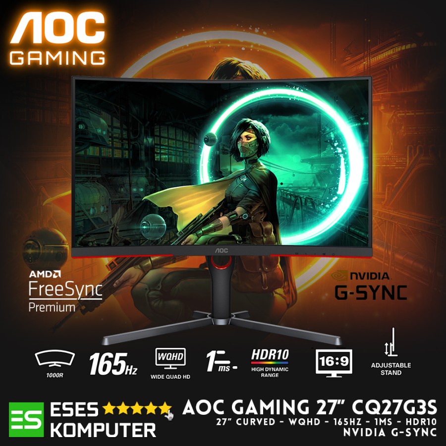 Jual Monitor AOC Gaming CQ27G3S 27 Inch Curved QHD 165Hz 1ms HDR ...