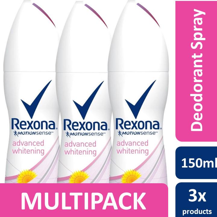 Jual Rexona Women Anti-Perspirant Deodorant Spray Advanced Whitening 3 x 135ml | Shopee Indonesia