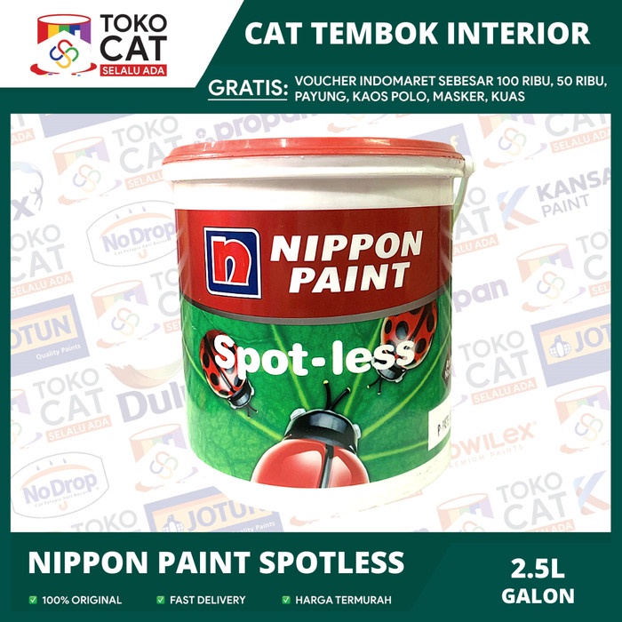 Jual CAT TEMBOK INTERIOR NIPPON SPOTLESS WARNA PUTIH BERSIH 2.5L GALON ...