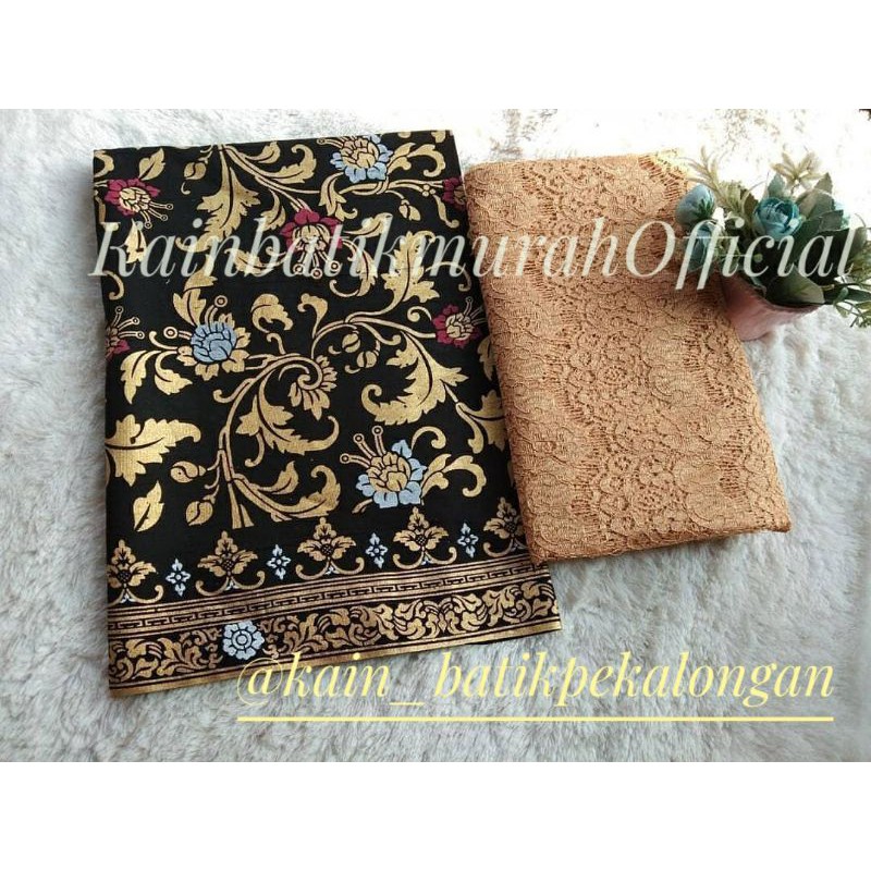 Jual Kain Batik Prada TERMURAH set Brukat Kode 391 Jarik Kebaya Couple ...