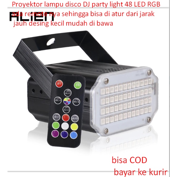 Jual Proyektor lampu disco DJ party light 48 LED RGB ada remote nya sehingga bisa di atur dari ...