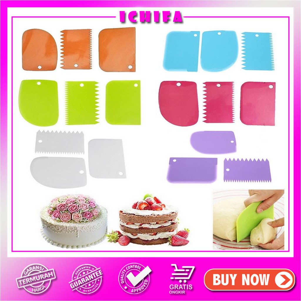 Jual 3Pcs Alat Pemotong Adonan Kue / Roti / Fondant / 3 buah comb ...