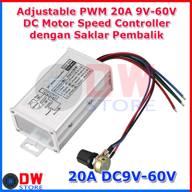 Jual PWM DC 20A 9V-60V Speed Motor Dinamo Controller Saklar Pembalik ...