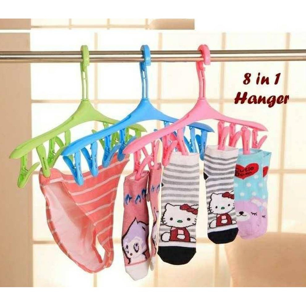 Jual Hanger 8 In 1 - 1 Hanger Isi 8 Jepitan Praktis Dan Irit Tempat ...