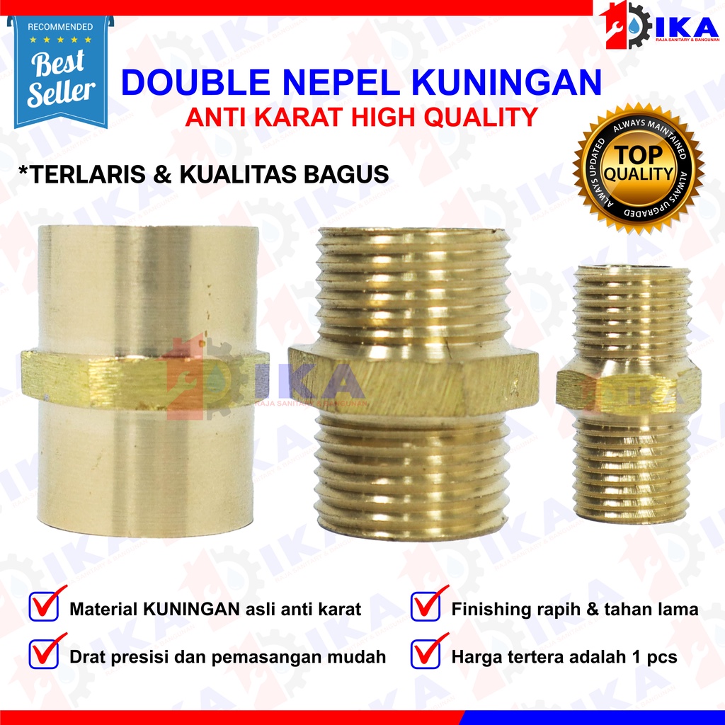 Jual DOUBLE NAPLE NEPEL / NIPEL DRAT LUAR 1/2 & 1/4 INCH SAMBUNGAN PIPA KRAN SERBAGUNA KUNINGAN ...