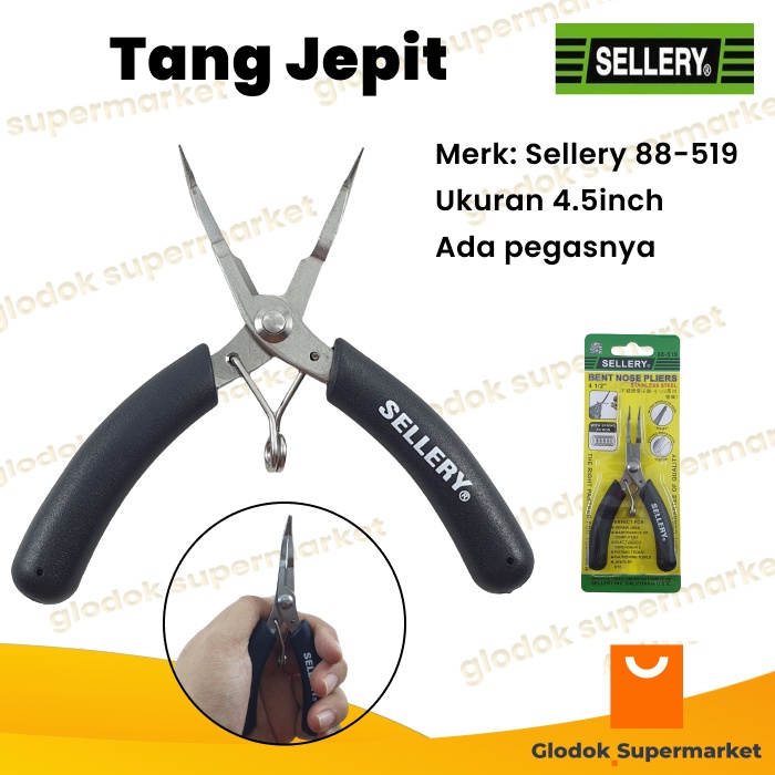 Jual Tang Jepit Lancip Lengkung Bergerigi 4.5inch Sellery Bent Nose ...