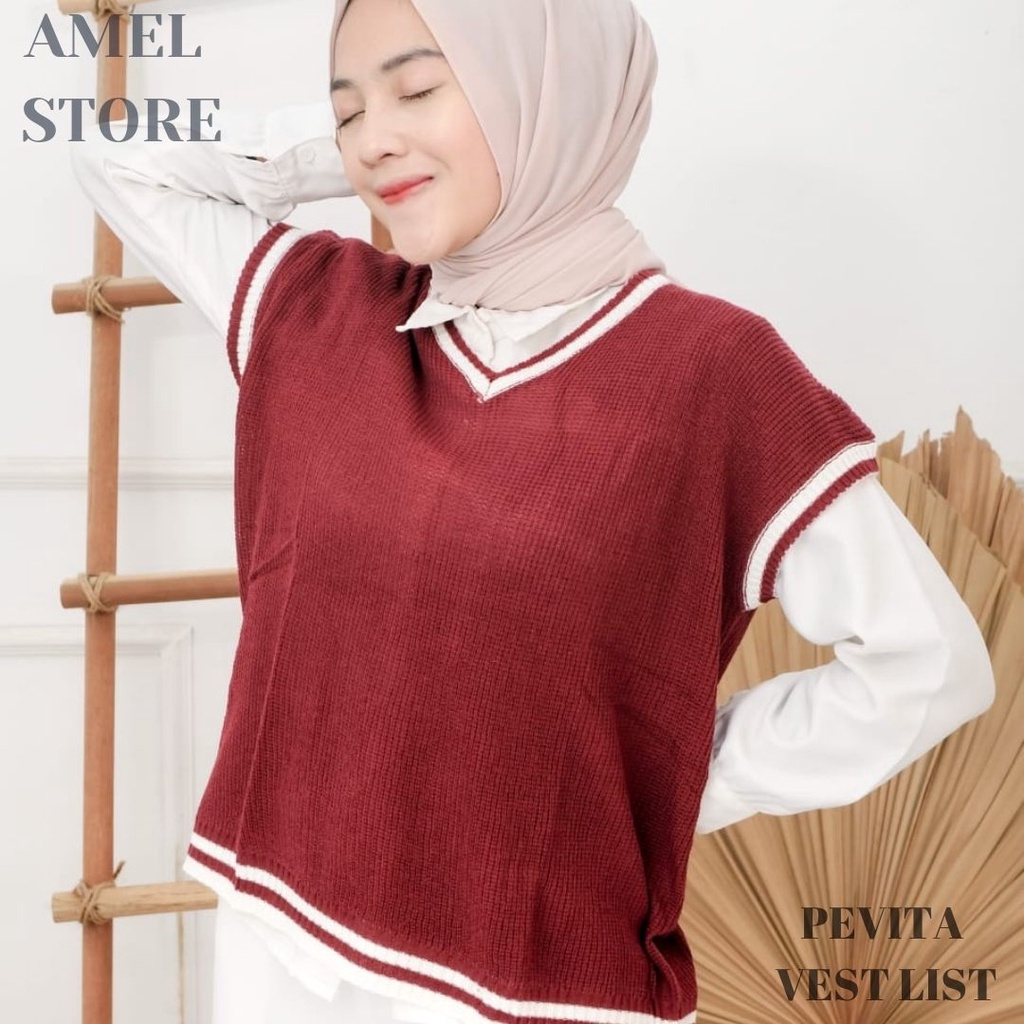 Jual Vest Rajut/Rompi Rajut kerah polet/Rompi rajut sekolah smp-smk ...