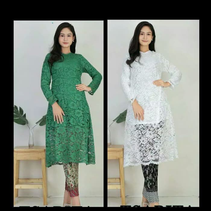 Jual Real Pic SETELAN KEBAYA BROKAT TUNIK KURUNG warna Ijo Botol ...