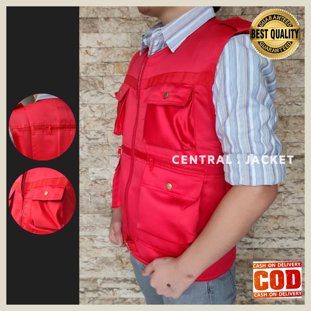 Jual ROMPI OUTDOOR MERAH MULTIFUNGSI - JAKET ROMPI MOTOR TEBAL - VEST ...