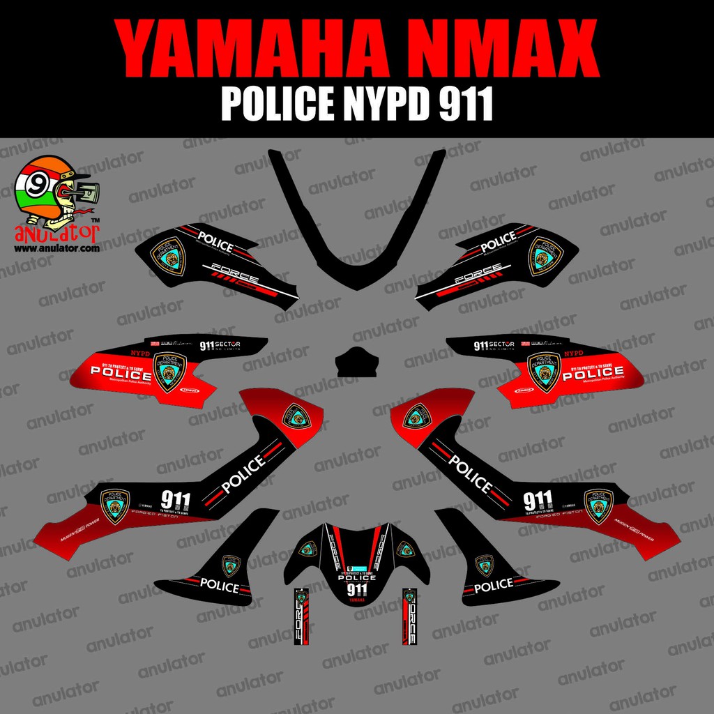 Jual Sticker striping motor stiker Yamaha NMAX Police NYPD 911 SPEC A ...