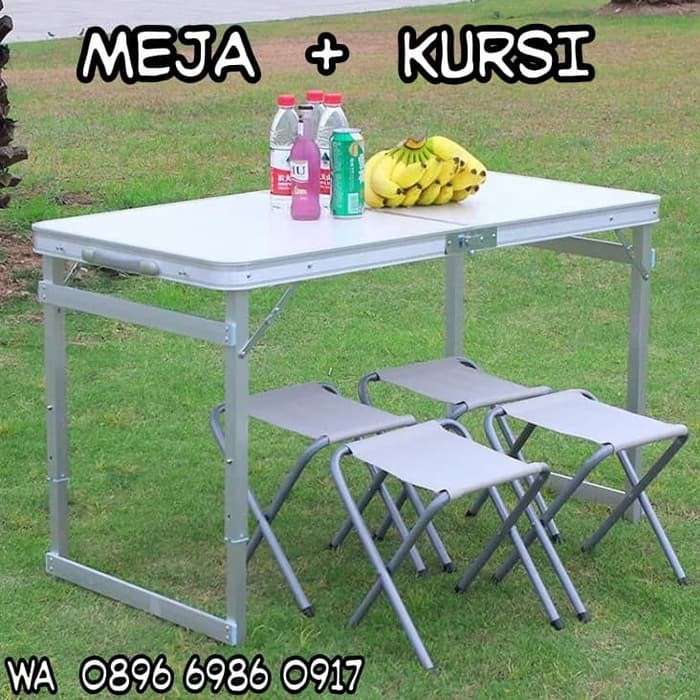 Jual Meja Kursi Lipat 1 Set Meja Lipat Koper Portable Serbaguna | Shopee Indonesia