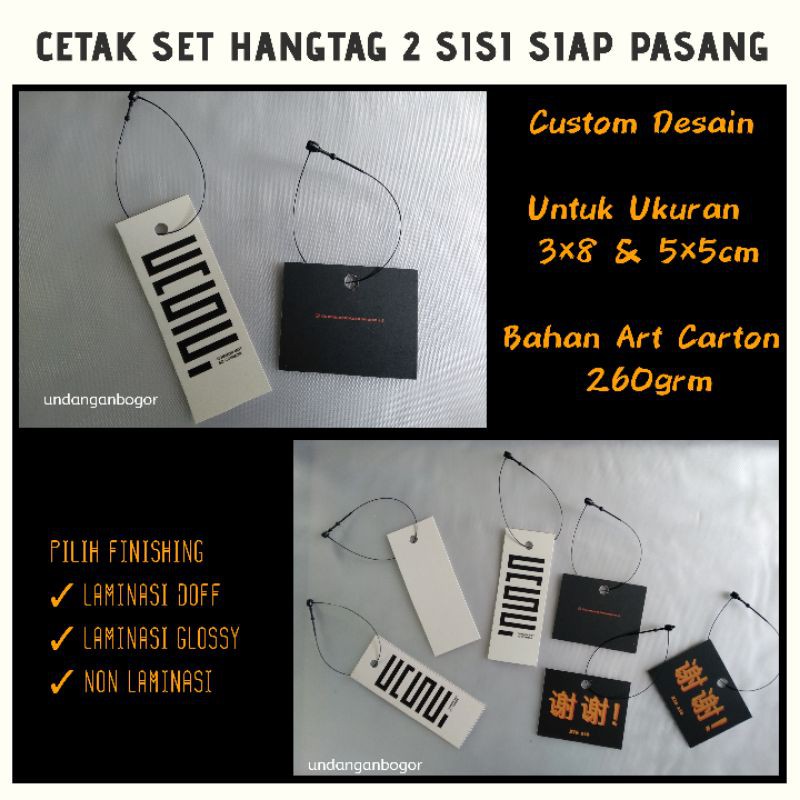 Jual CETAK HANGTAG LAMINASI 2 MUKA BAHAN ART CARTON 260grm / CETAK ...